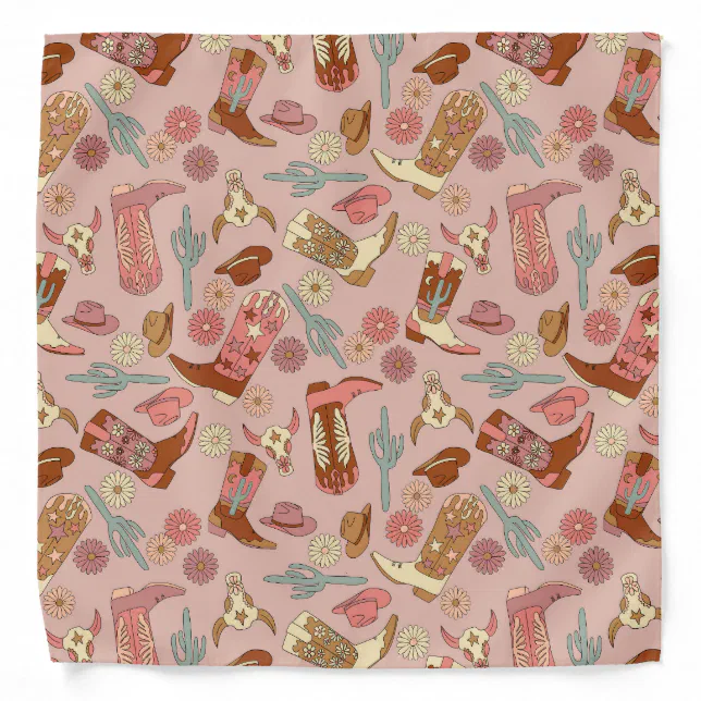 Cowgirl Western Boho Cowboy Boots Bandana | Zazzle