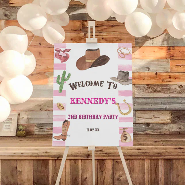 Cowgirl Western Rodeo Birthday Party Welcome Sign | Zazzle