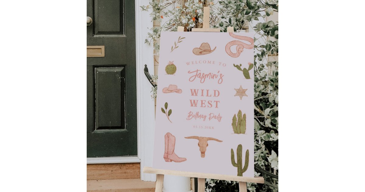 Cowgirl Wild West Birthday Welcome Sign | Zazzle
