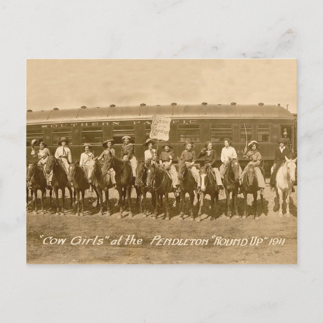Cowgirls Vintage Photo 1911 Roundup Postcard | Zazzle