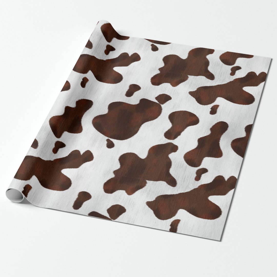 Cowhide Faux Western Leather Spotted Cow Print Wrapping Paper | Zazzle