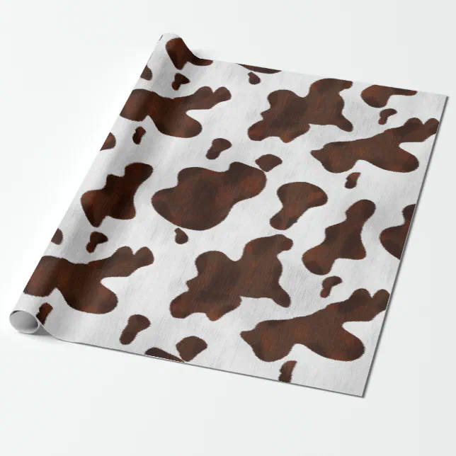 Cowhide Faux Western Leather Spotted Cow Print Wrapping Paper | Zazzle