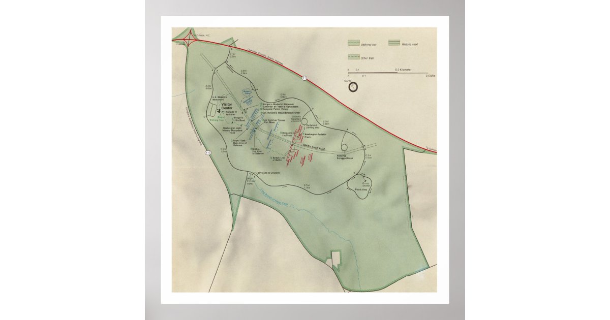 Cowpens National Battlefield Map (1990) Poster | Zazzle