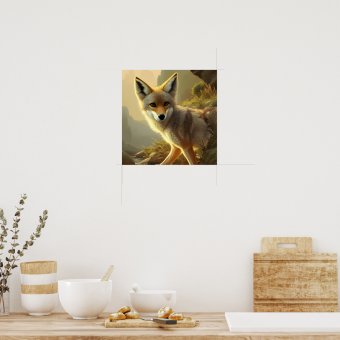 Coyote Pup Wildlife Portrait Poster | Zazzle