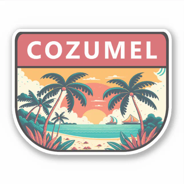 Cozumel Mexico Retro Emblem Sticker | Zazzle
