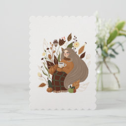 Cozy Autumn Girl Holiday Card | Zazzle