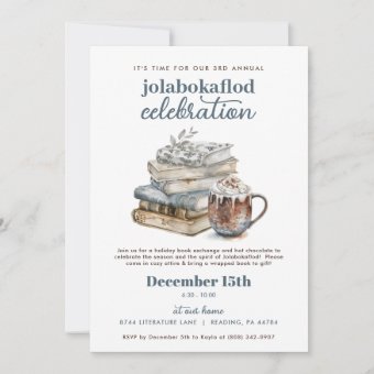 Cozy Book Exchange Jolabokaflod Holiday Party Invitation | Zazzle