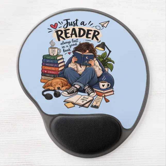 Cozy Book Lover Reading Illustration Gel Mouse Pad | Zazzle