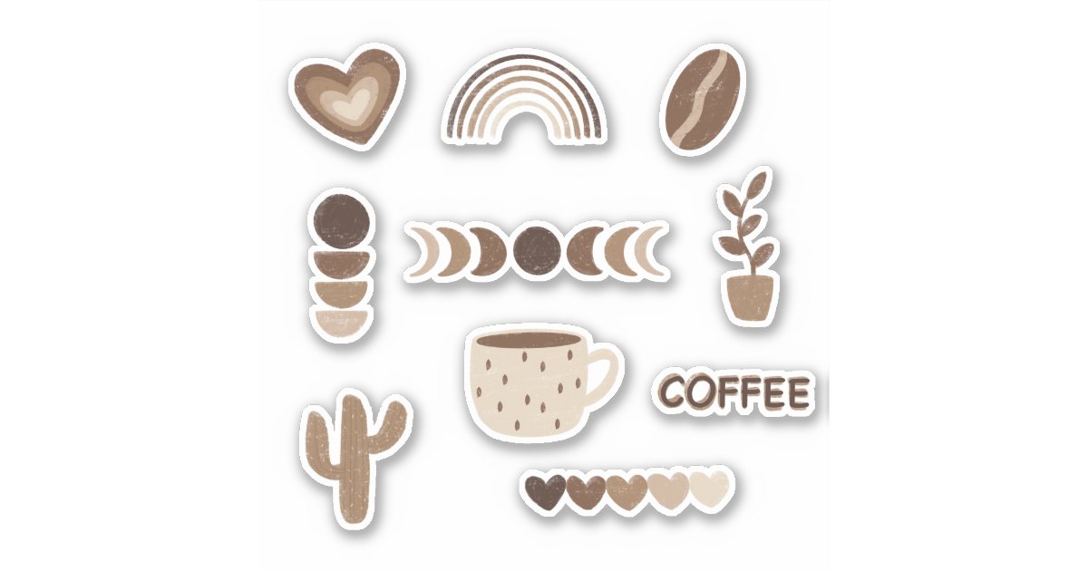 Cozy Brown Aesthetic Sticker Pack | Zazzle