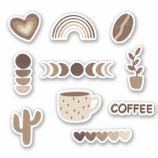 Cozy Brown Aesthetic Sticker Pack | Zazzle