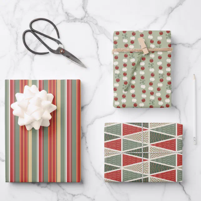 Cozy Cabin Christmas Set 3 Wrapping Paper Sheets | Zazzle