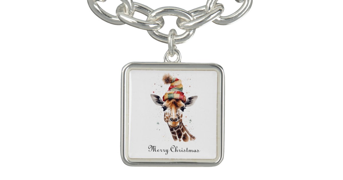 Cozy Christmas Giraffe, custom Bracelet | Zazzle
