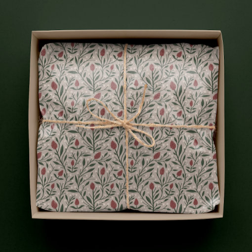 Cozy Classic Floral Christmas Pattern Wrapping Paper | Zazzle