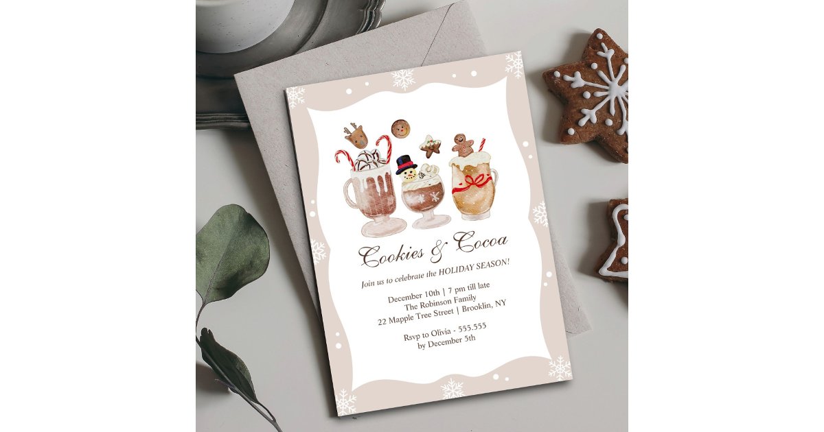 Cozy Cocoa and Cookies Christmas Holiday Party Invitation | Zazzle