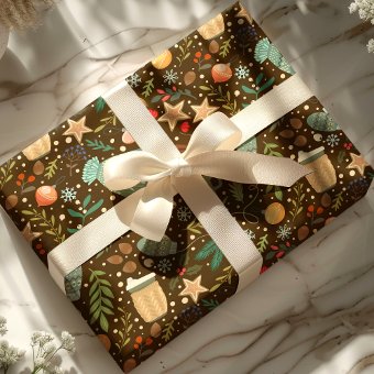 Cozy Cocoa and Mittens Cute Holiday Christmas Wrapping Paper | Zazzle