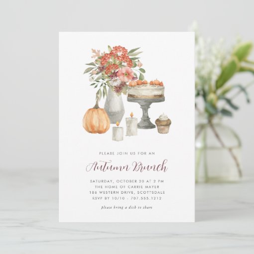 Cozy Fall Pumpkin Autumn Brunch Invitation | Zazzle