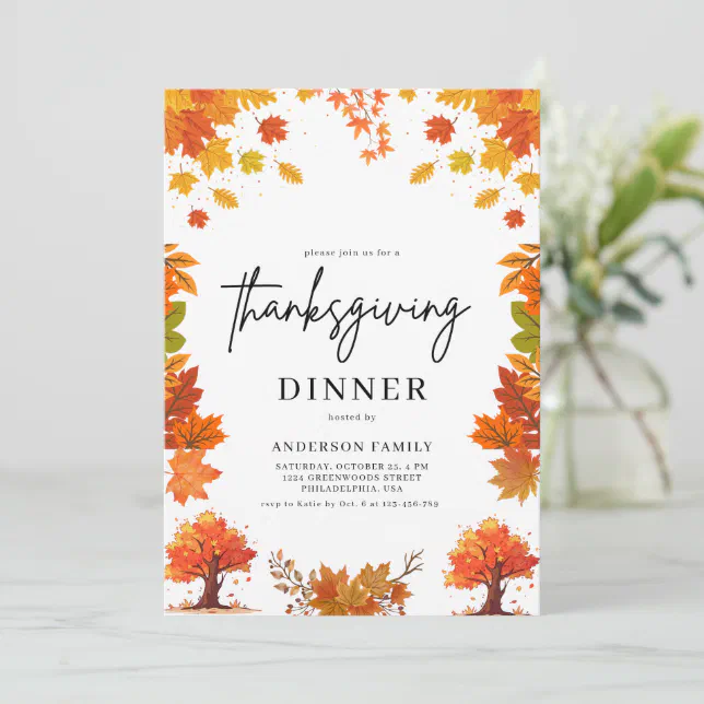Cozy Fall Thanksgiving Dinner Party Invitation | Zazzle