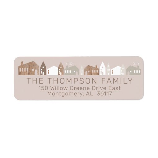 Cozy Family Modern Minimal Christmas Village Label | Zazzle