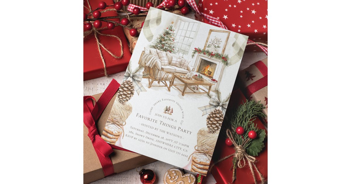 Cozy Favorite Things Christmas Party Invitation Zazzle
