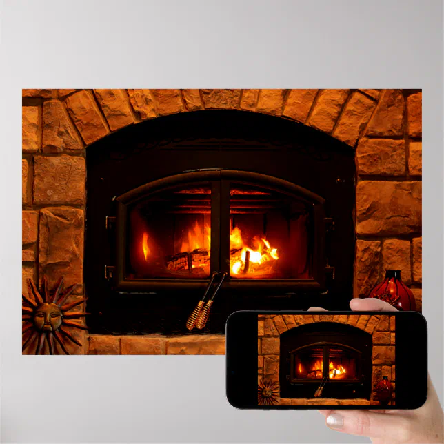 Cozy fireplace poster | Zazzle