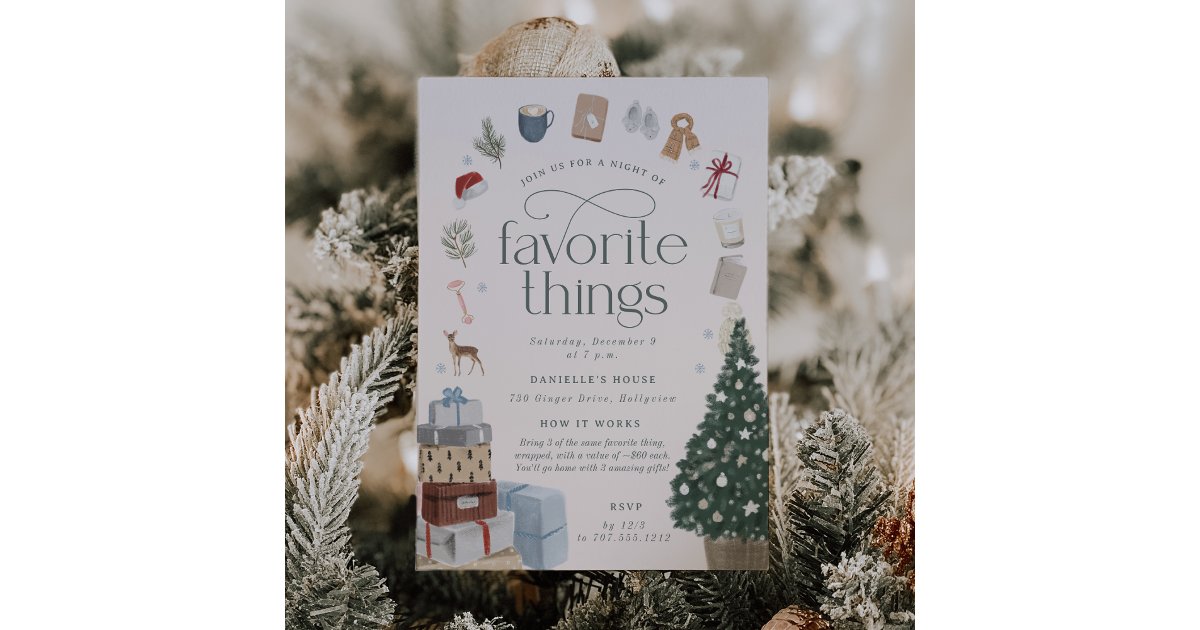 Cozy Holiday Favorite Things Party Invitation | Zazzle