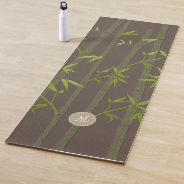 Cozy Natural Zen Bamboo Earthy Custom Monogram Yoga Mat | Zazzle