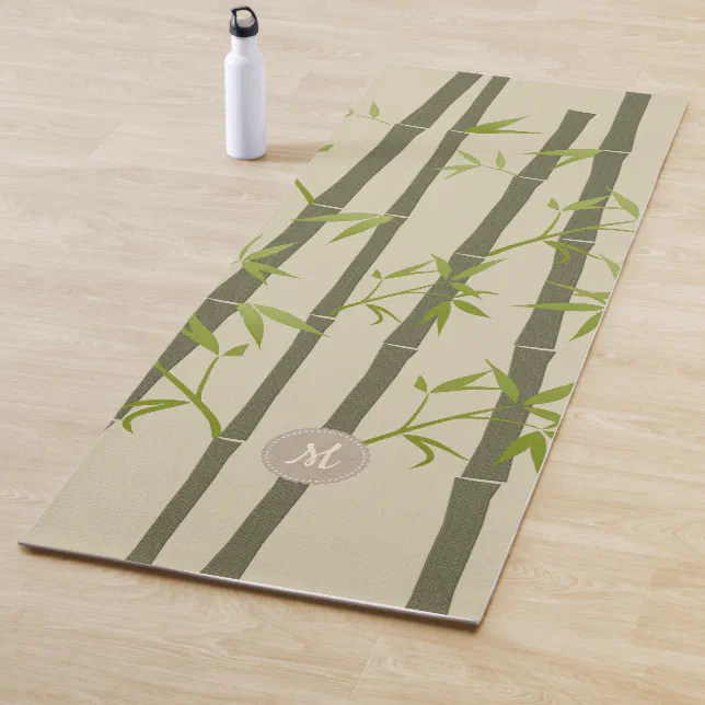 Cozy Natural Zen Bamboo Light Custom Monogram Yoga Mat | Zazzle