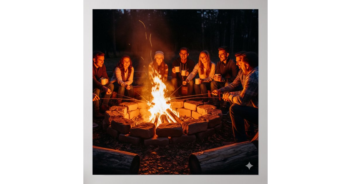 Cozy Outdoor Fire Pit Poster | Zazzle
