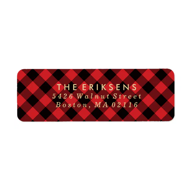 Cozy Plaid | Red and Black Buffalo Plaid Label | Zazzle