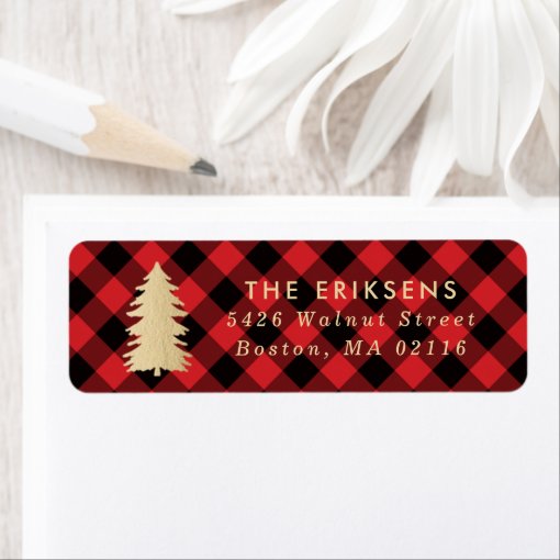 Cozy Plaid | Red and Black Buffalo Plaid Label | Zazzle