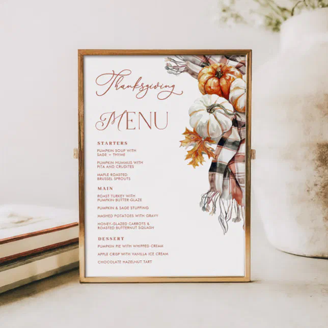 Cozy Rustic Fall 5x7 Thanksgiving Dinner Menu Invitation | Zazzle