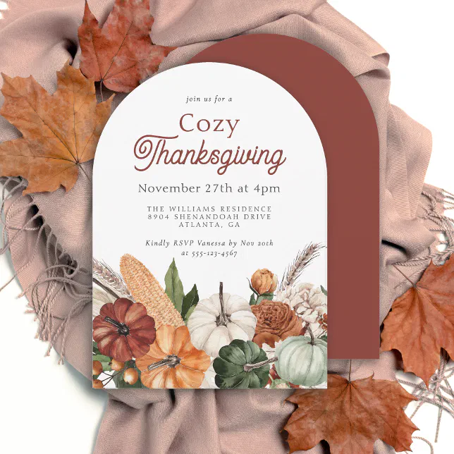 Cozy Rustic Fall Thanksgiving Dinner Party Invitation | Zazzle