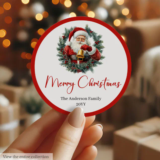 Cozy Santa Claus Watercolor Rustic Editable Label | Zazzle
