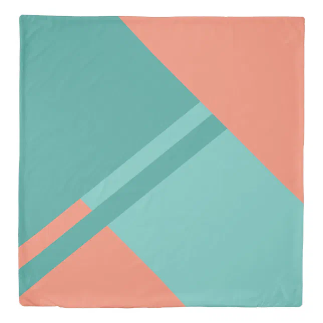 Cozy teal and orange color block duvet cover | Zazzle