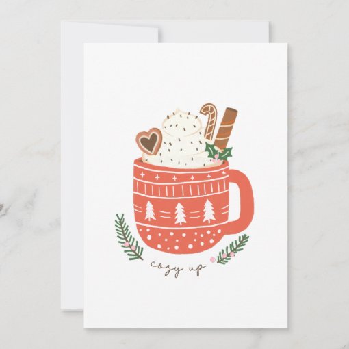 Cozy Up Hot Cocoa Mug Christmas Holiday Card | Zazzle