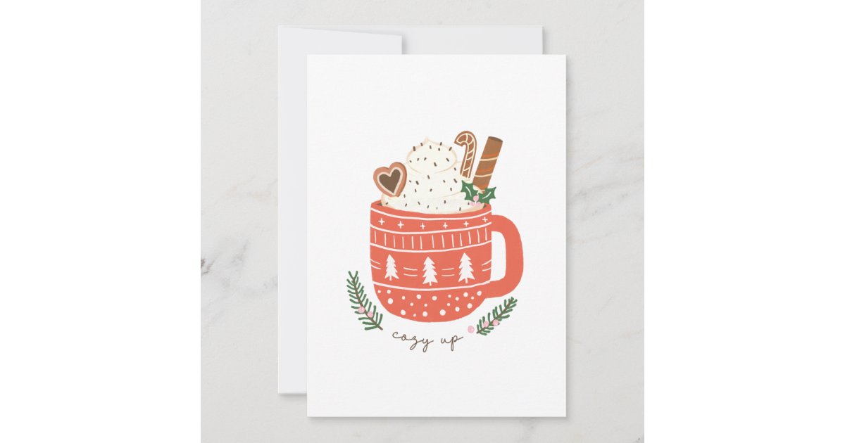 Cozy Up Hot Cocoa Mug Christmas Holiday Card | Zazzle