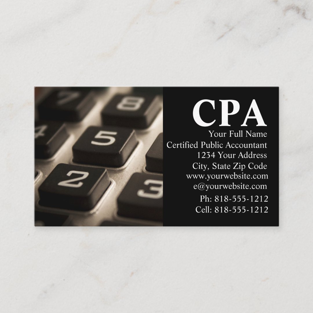 CPA Accountant Certified Public Accountants Business Card | Zazzle