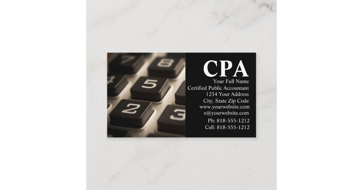 CPA Accountant Certified Public Accountants Business Card | Zazzle