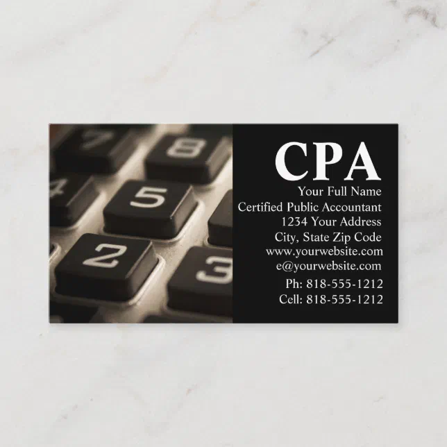 CPA Accountant Certified Public Accountants Business Card | Zazzle