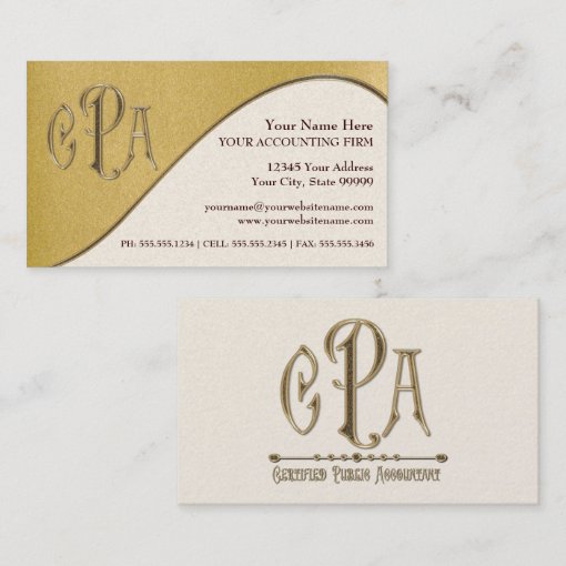 CPA Certified Public Accountant Business Taxes Business Card | Zazzle