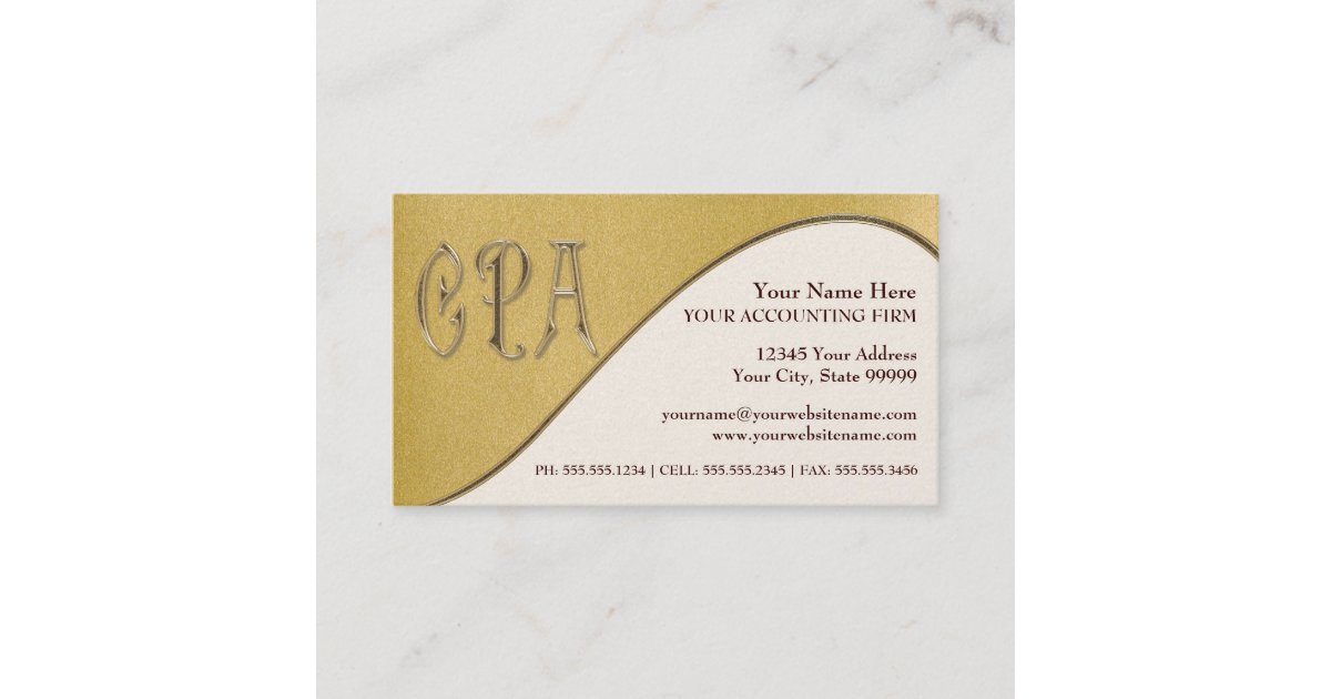 CPA Gold Professional Certified Public Accountant Business Card | Zazzle