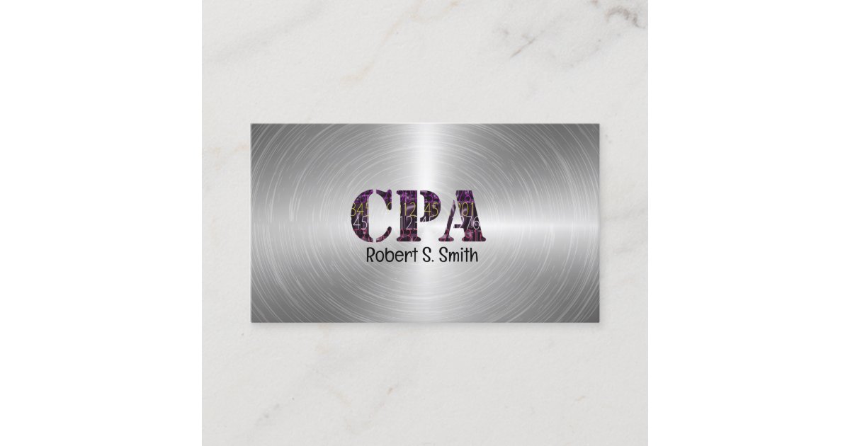 CPA logo Certified Public account Silver Business Card | Zazzle