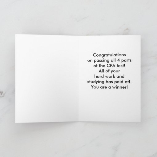 CPA Passing Test Custom Text Card | Zazzle