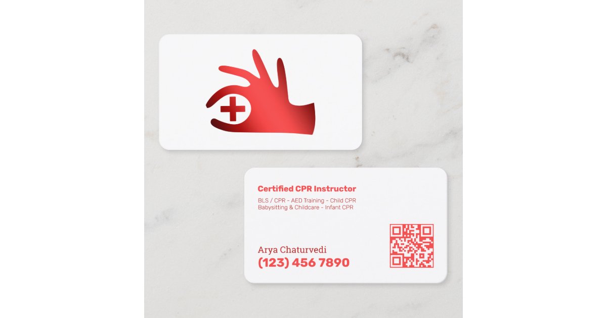 CPR Instructor & First Aid QR Business Card | Zazzle