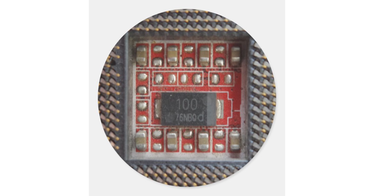 Cpu Circuit Round Sticker | Zazzle