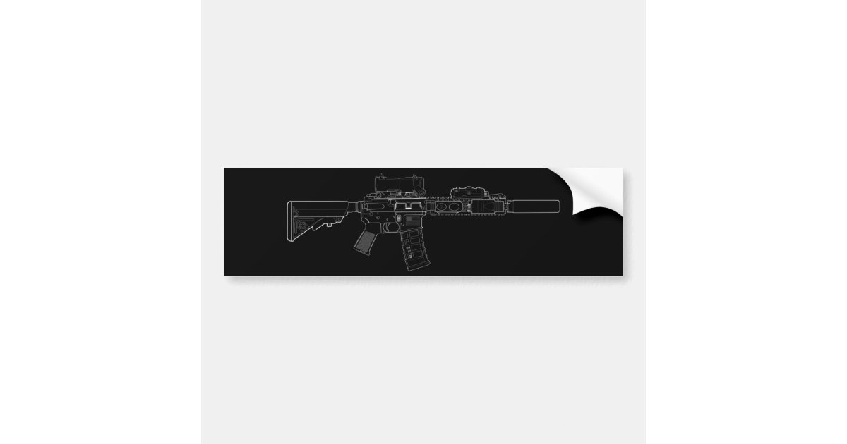 CQBR MK18 Mod 0 Black Bumper Sticker | Zazzle