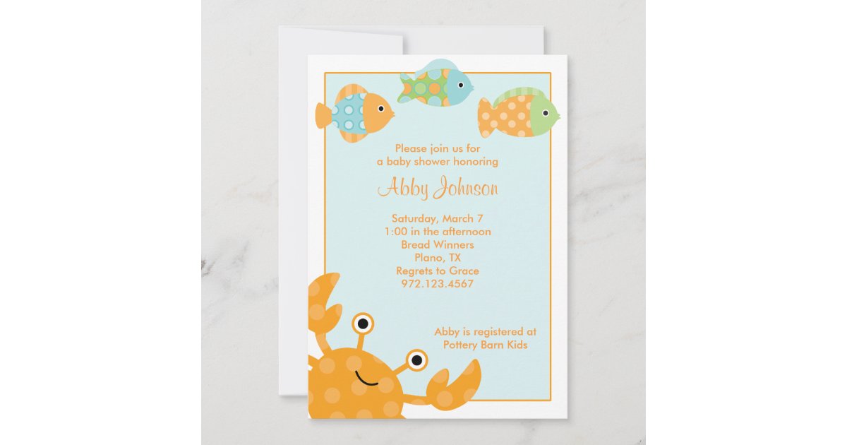 Crab and Fish Invitations | Zazzle