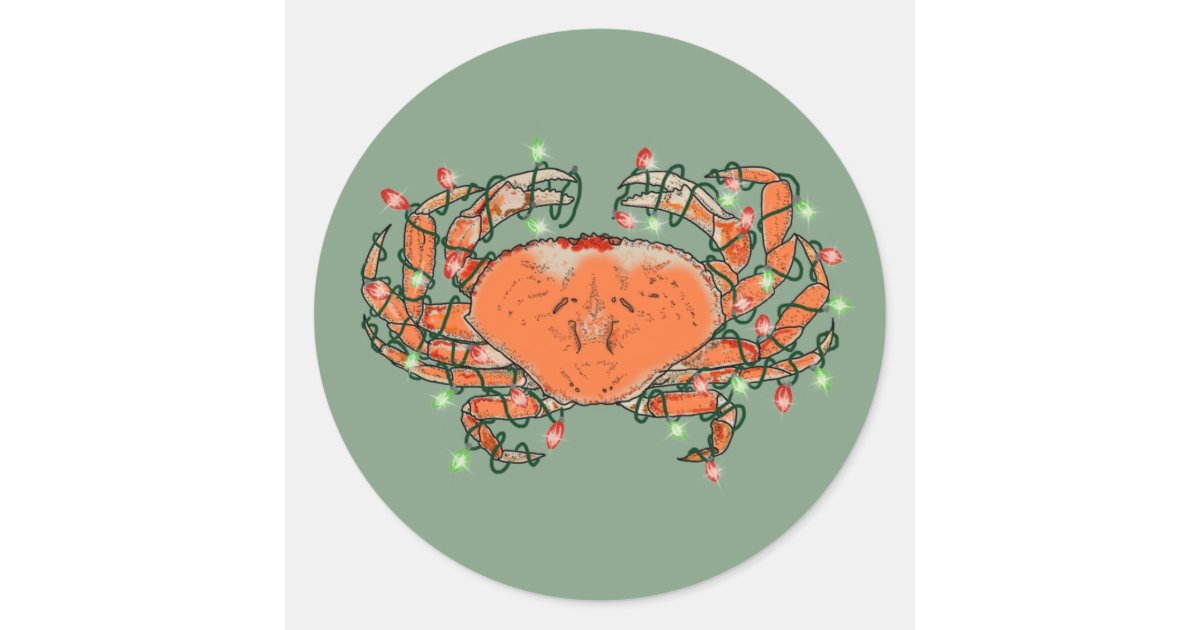 Crab Christmas Lights Crustacean Classic Round Sticker | Zazzle