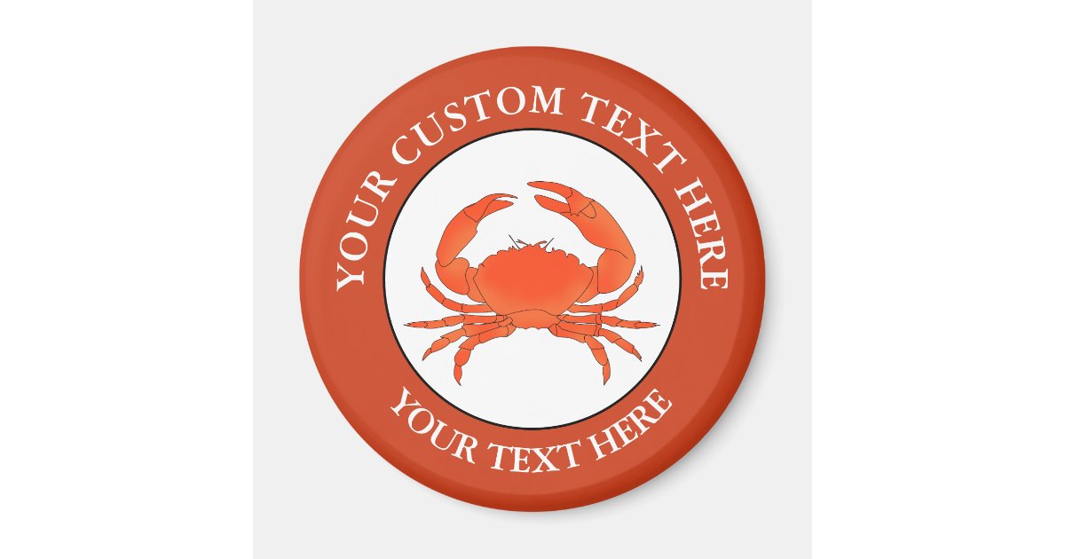 Crab Custom Text Logo Icon Button Magnet | Zazzle