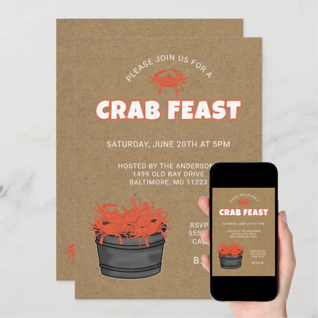 Crab Feast Party Invitation | Zazzle
